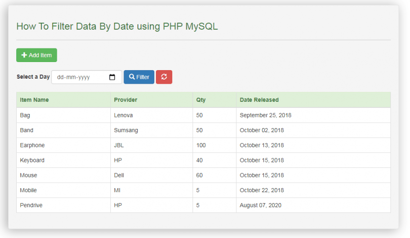 How To Filter Data By Date Using PHP MySQL